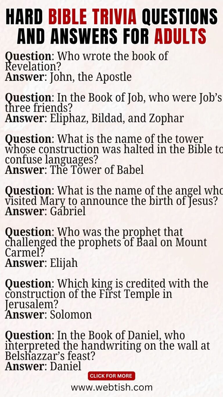 100 Bible Trivia Questions and Answers for Adults (Easy and Hard ...