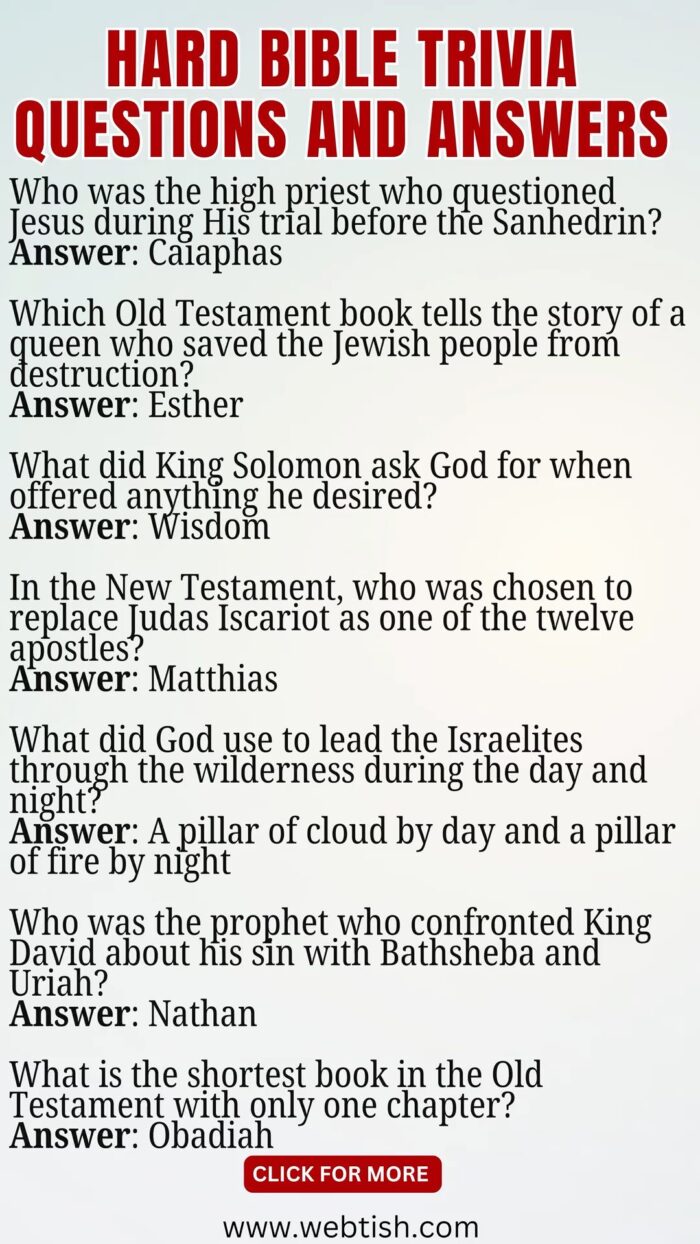 100+ Bible Trivia Questions and Answers for Kids (Easy and Hard ...