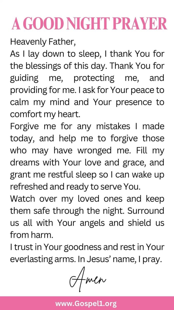 30 Powerful Good Night Prayers: Finding Peace Before Sleep - Gospel1.org