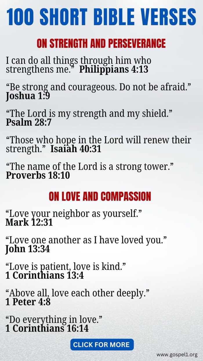 100 Short Bible Verses for Inspiration and Guidance - Gospel1.org