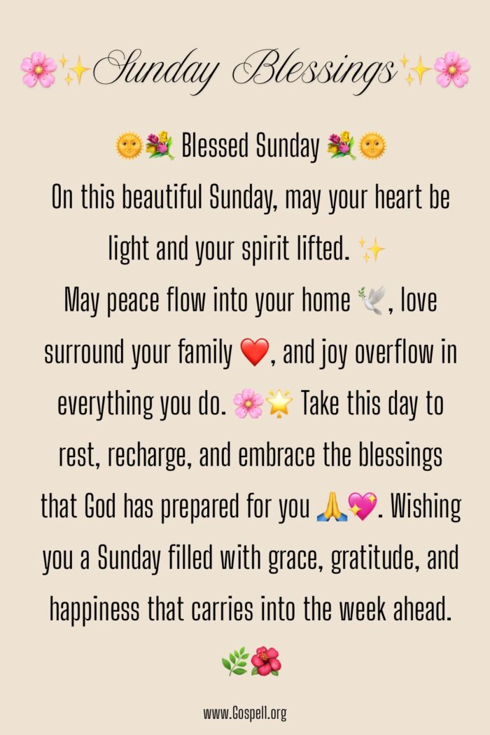 80 Sunday Blessings to Uplift and Inspire You - Gospel1.org