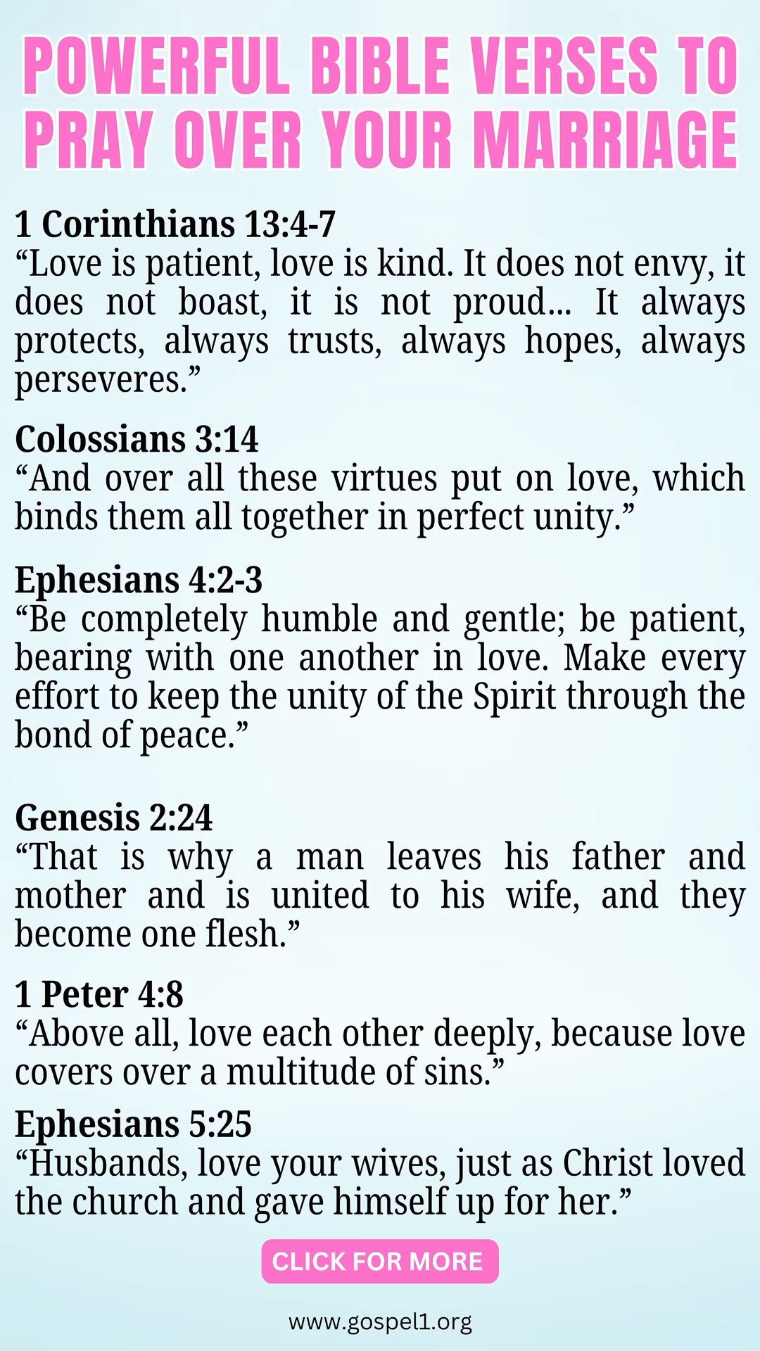 20 Bible Verses to Pray Over Your Marriage - Gospel1.org