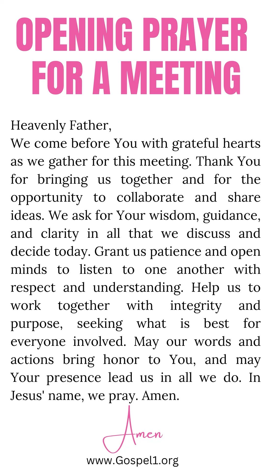 30 Prayers to Start and End a Meeting - Gospel1.org